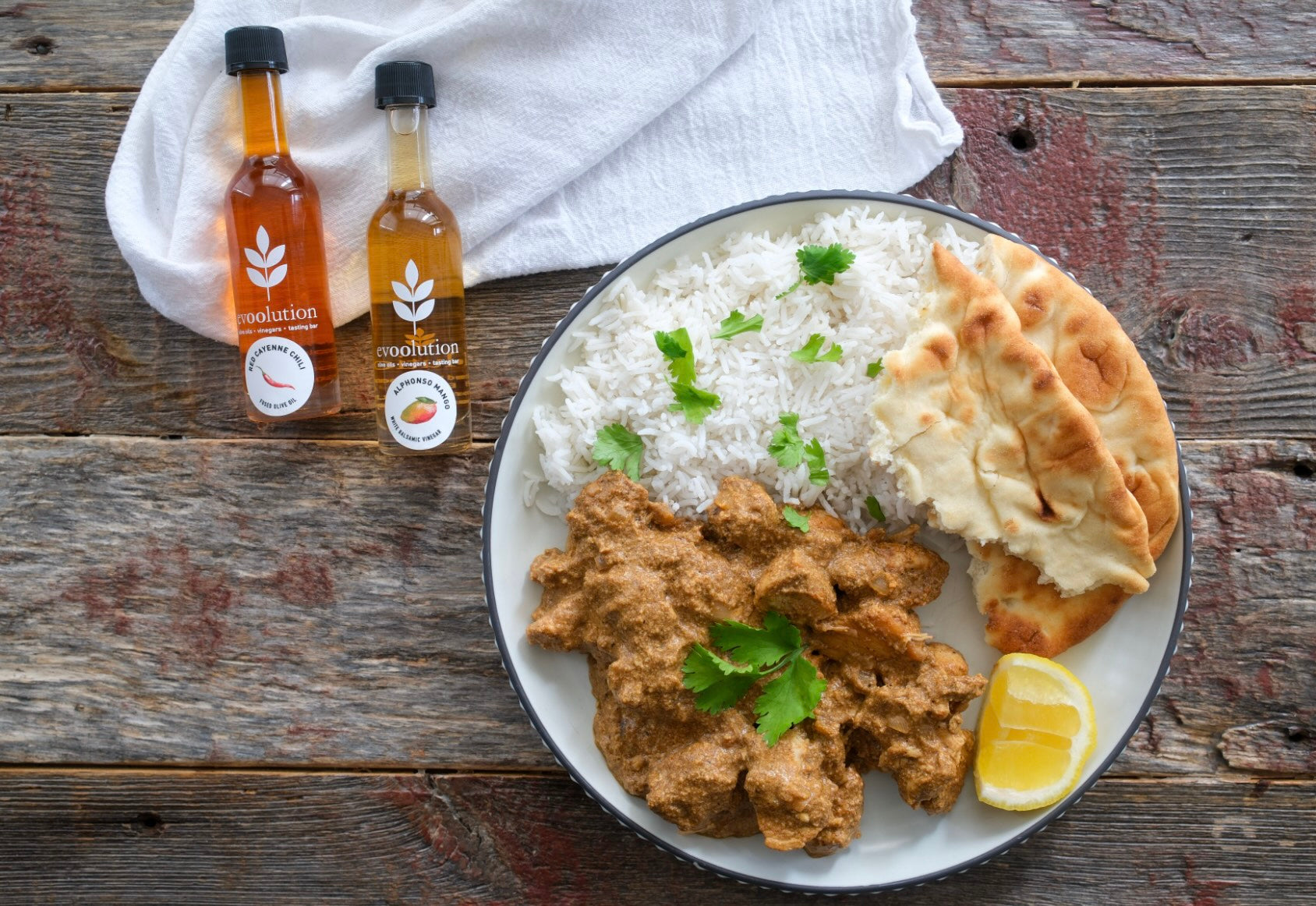 Chicken Curry with Red Cayenne Chili Olive Oil and Alphonso Mango Bals ...