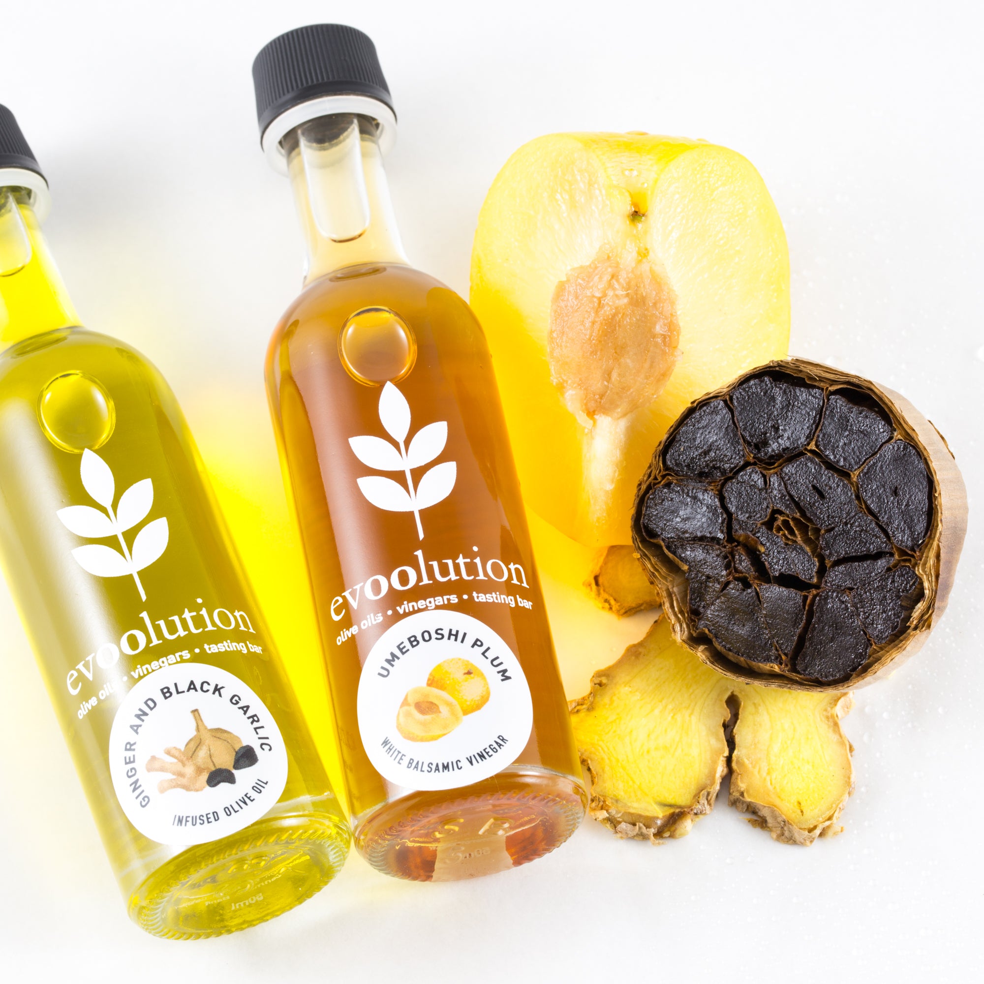 Ginger and Black Garlic Olive Oil + Umeboshi Plum Balsamic – Evoolution